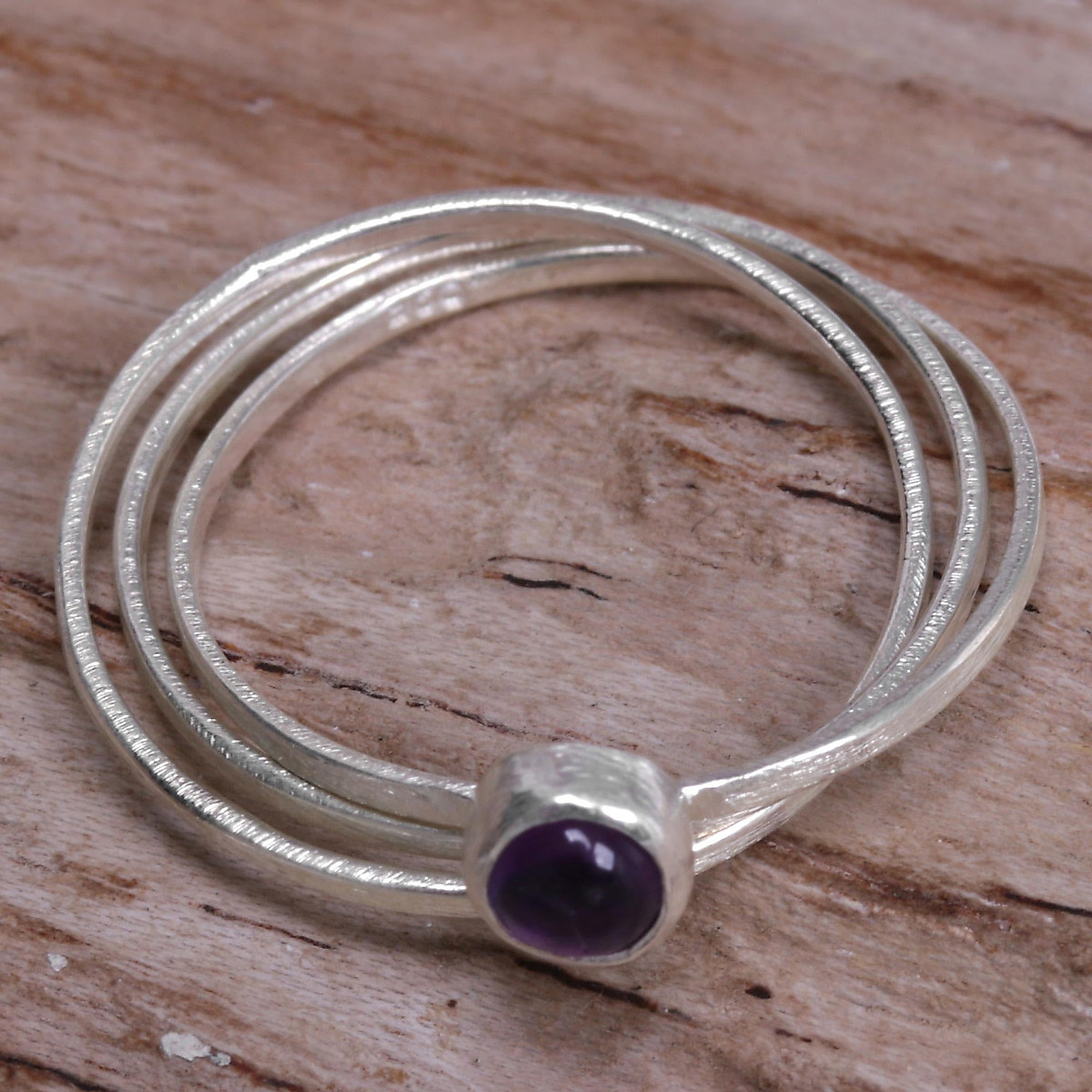 NOVICA Amethyst .925 Sterling Silver Ring 'Magical Force in Purple'