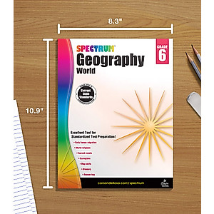 Spectrum Grade 6 Geography Workbook, 6th Grade Workbook Covering International Current Events, World Religions, Migration World History, and World Map ... or Homeschool Curriculum (Volume 96)