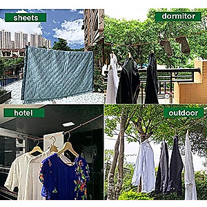 Retractable Camping Clothesline, Adjustable Travel Laundry Rope, Heavy Duty Washing Line with 20 Clothespins & 10 Stoppers for Indoor/Outdoor, Camping, Travel, Courtyard, 26ft, 2Pack