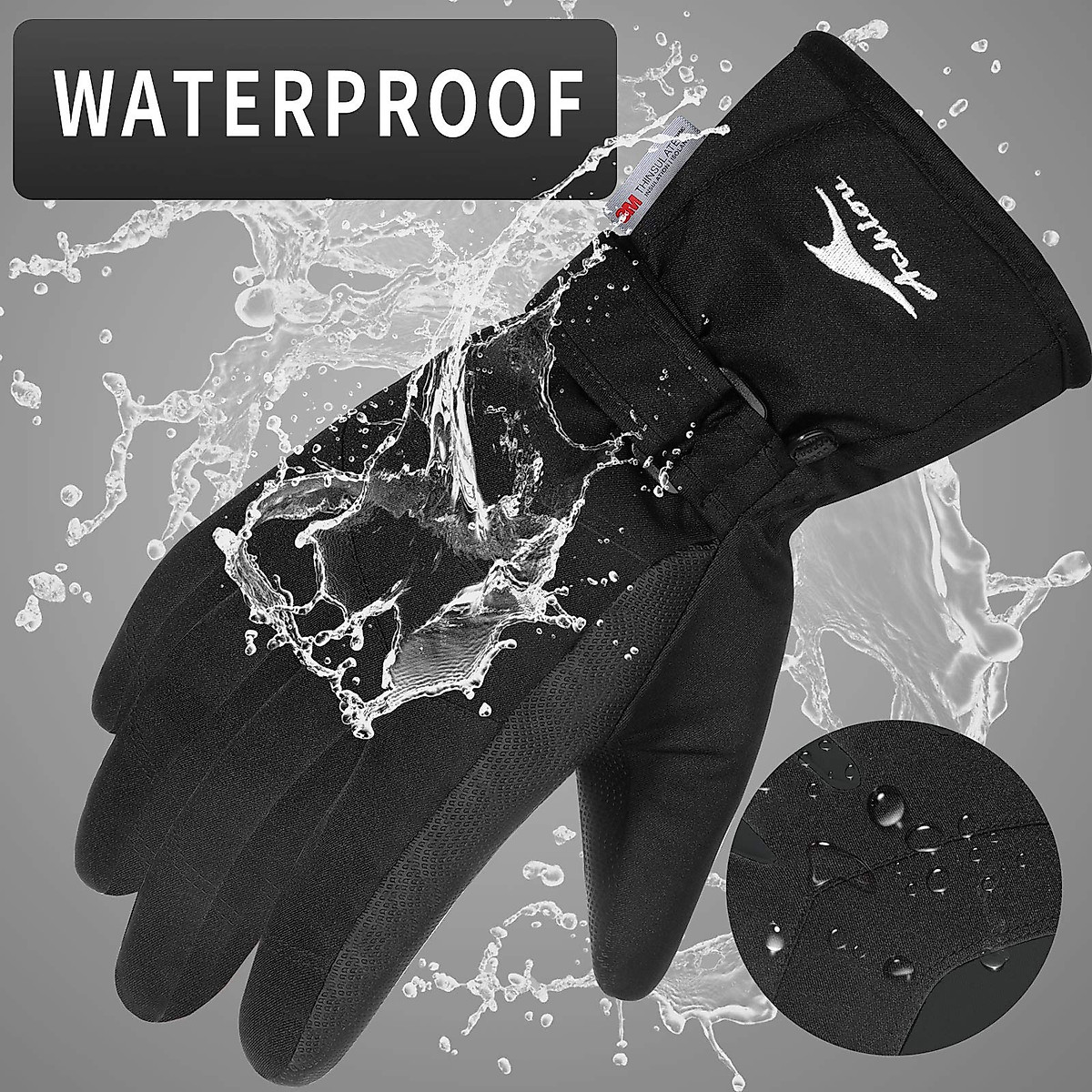 Achiou Ski Snow Gloves Winter Warm 3M Thinsulate Waterproof Touchscreen Men Women
