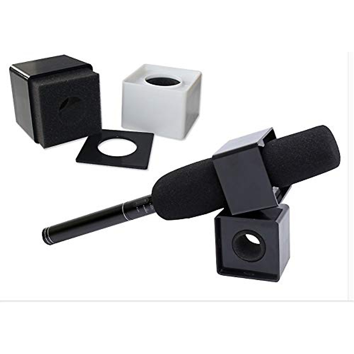 ABS Portable Square Cube Shaped Interview Mic Microphone Logo Flag Station Logo Superior Live Microphone DIY (White)