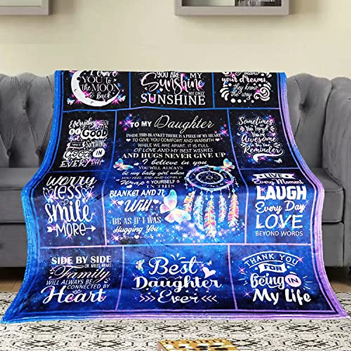 Sulpoie to My Daughter Blanket, Daughter Gifts, Daughter Gift from Mom Dad, Birthday Gifts for Daughter, Gift for Daughter from Mom, Daughter Blanket from Mom Gifts for Daughter Throw Blanket 50"X60"