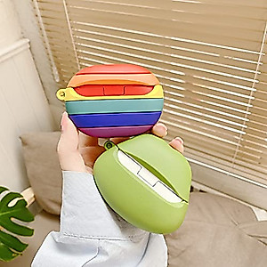 Vju Funny Shockproof Protective Case for Beats Studio Buds New 2021 Wireless Headphones Charging Box |Lovely Rainbow Cover with Anti-Lost Keychain Earphone Sleeve Bag