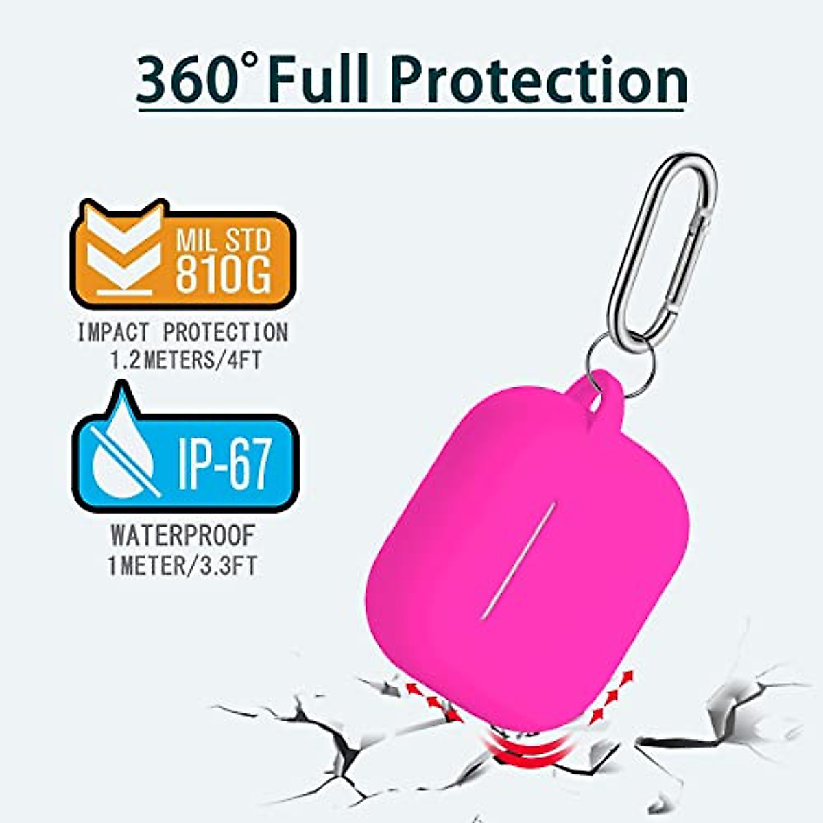 MHYALUDO AirPods 3 Case Cover, Soft Silicone Protective Case Skin for Airpods 3rd Generation 2021 Charging Case with Keychain，Front LED Visible-Rose Pink