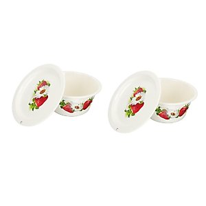 Veemoon 2pcs Cm Fruit Holder Tray Gadget Enamels Serving Keeper Household Oil Bowl Washing Beating Noodles Platter Salad Pot Travel with Camping Container Plates Lid Food Dough Retro Soup