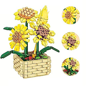 Flower Bouquet Building Sets, Artificial Flowers with Vase, 550 PCS Botanical Collection Building Block Toys, Flower Botanical Bonsai Collection Home Decoration, Birthday Christmas Valentine Gift