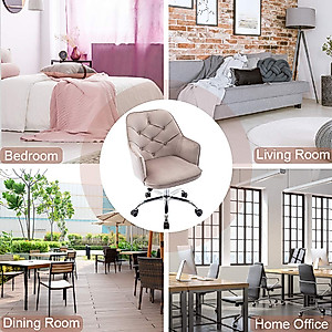 SSLine Velvet Home Office Chair,Modern Swivel Accent Chair,360° Upholstered Adjustable Swivel Armchair Desk Chair Reception Chair Nice Task Chair for Office, Living Room,Bed Room(Grey)