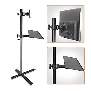 Monitor Arms Floor- standing Monitor Stand 12"-27" Movable Single Monitor Stand Mount Height- adjustable Monitor Stand with Keyboard Bracket, Holds Up to 44lbs Monitor Accessories ( Style : B )