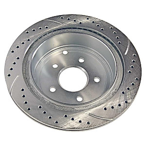GREENLIGHTFOREST 2pcs Disc Brake Rotor Set Rear Side Silver Zinc Plated Performance Drilled and Slotted PR41350DSZPR