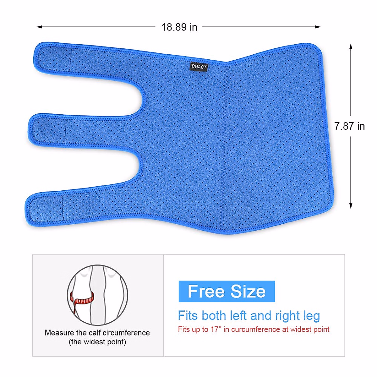 Calf Brace, Adjustable Shin Splint Support, Calf Compression Sleeve for Muscle Pain Strain Injury Swelling for Men and Women, Blue