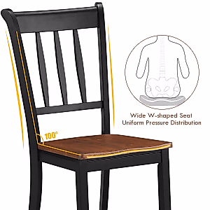 Giantex Wood Dining Chairs Set of 2, Solid Rubber Wood Armless Kitchen Chairs with Non-Slip Foot Pads, Easy to Assemble Dining Side Chair, Farmhouse Dining Room Chairs