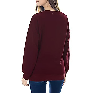 Smallshow Women's Fleece Maternity Nursing Sweatshirt Breastfeeding Tops Large Burgundy
