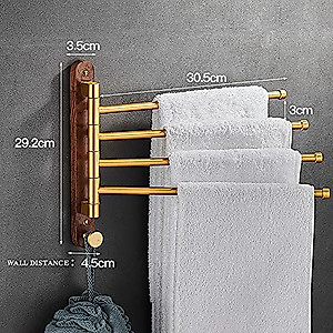 Heated Towel Rack, Towel Holders for Bathrooms Towel Rack Gold Swivel Towel Bar Set Wall Towel Rail Space Aluminum 4-Arm Towel Ring for Bathroom, Kitchen ，Electric Towel Warmer