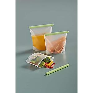 Lekue Reusable Silicone Bags for Airtight Food Storage and Sous Vide Cooking, Set of 3, Frost