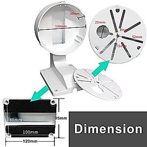 WiTi 4.7 inches Wall Mount Bracket for Dome Security Camera,Deep Base Junction Box Cable Management Mounting Case, CCTV IP Surveillance Cameras Holder Metal Solid Powder Spray Coating