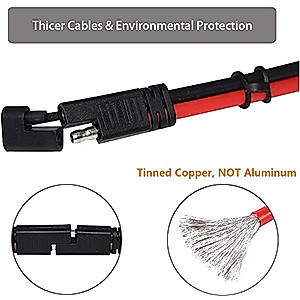 10Gauge SAE Extension Cable 10AWG - 6FT SAE to SAE Cable Battery Charger Extension Cord Heavy Duty 10AWG Quick Disconnect SAE 2Pin Connector Solar Panel Power Connect Plug Harness with Waterproof Cap