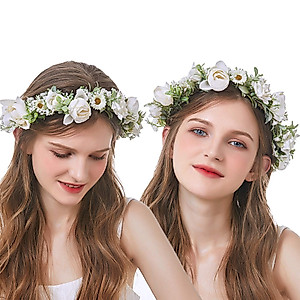 DreamLily Maternity Woodland Photo Shoot Peony Flower Crown Hair Wreath Wedding Headband BC44 (Style 10 Ivory Peony)