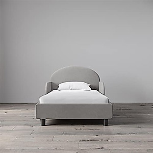 Little Seeds Oliver Upholstered Toddler Bed with Storage Pockets, Gray