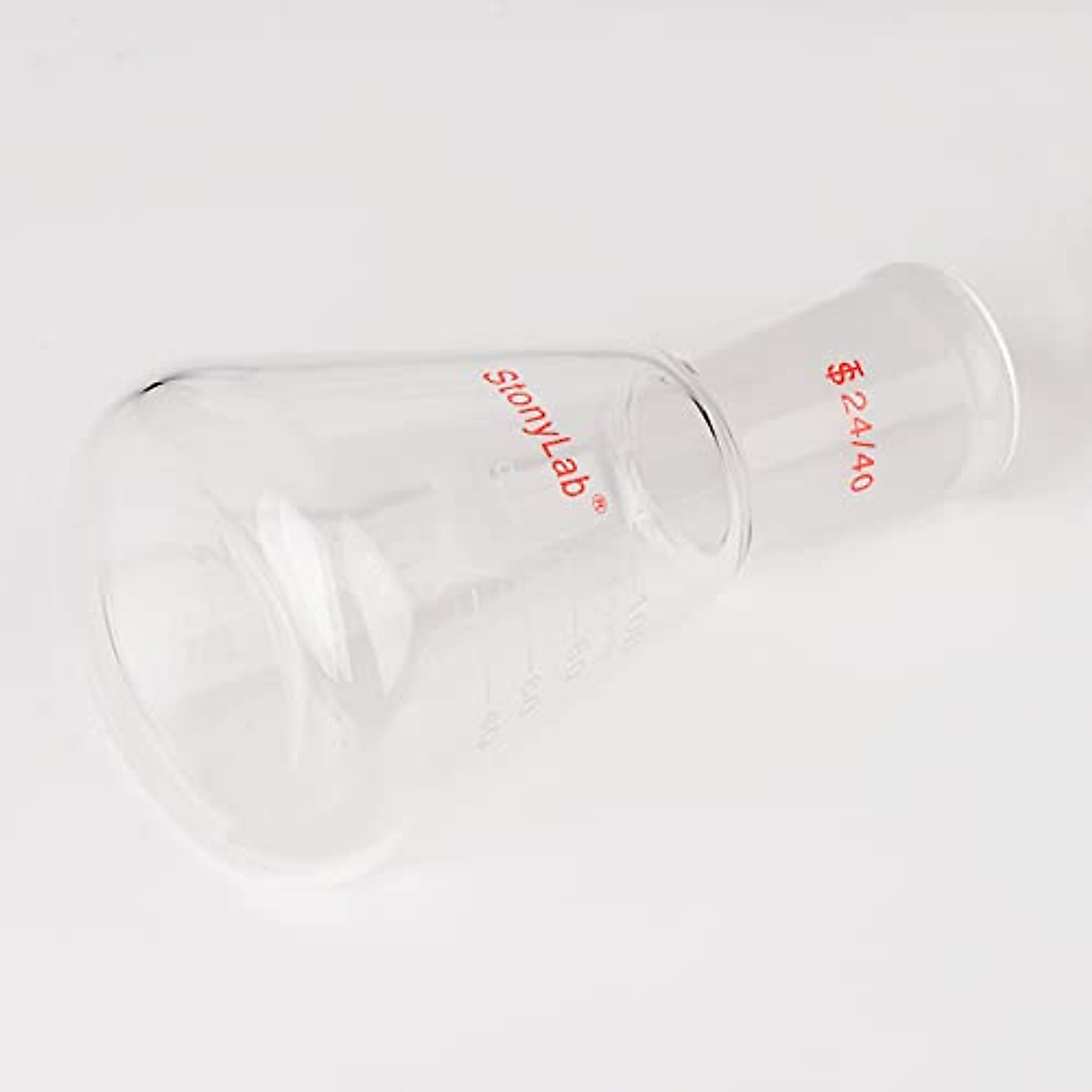 StonyLab Glass 24/40 Erlenmeyer Flask, Borosilicate Glass Heavy Wall Flask with 24/40 Standard Taper Outer Joint, 100ml