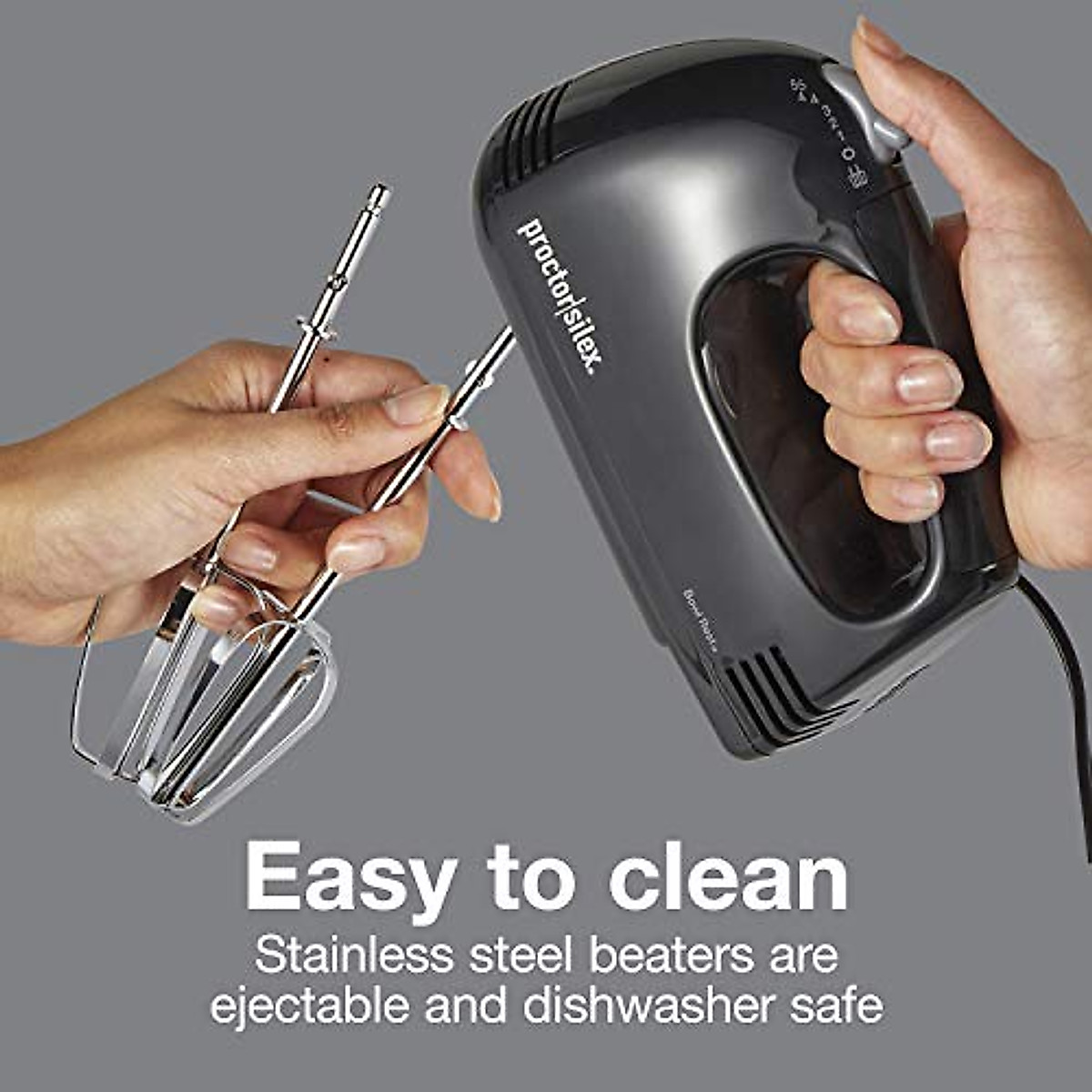 Proctor Silex Easy Mix 5-Speed Electric Hand Mixer with Bowl Rest, Compact and Lightweight, Black