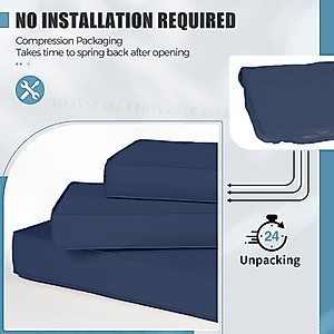 Crownland 14-Piece Outdoor Furniture Replacement Cushions, Water-Resistant Sofa Cushions for 6-Seat Rattan Wicker Sectional Patio Conversation Sets(Dark Blue)