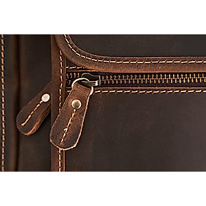 Luxorro Full Grain Leather Briefcase for Men, Top Choice Gifts, Handcrafted Laptop Bag with Multiple Compartments and Brass Hardware, Fits 15.6 Inch Laptop