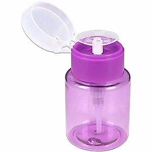 3oz Push Down Pump Dispenser Flip Top Cap Refillable Empty Bottle - Color: Purple - Lockable Travel Cosmetic Packaging Empty Bottle for Nail Polish Manicure