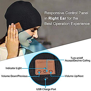 Bluetooth Beanie Headphones Hat Unique Christmas Tech Gifts Black