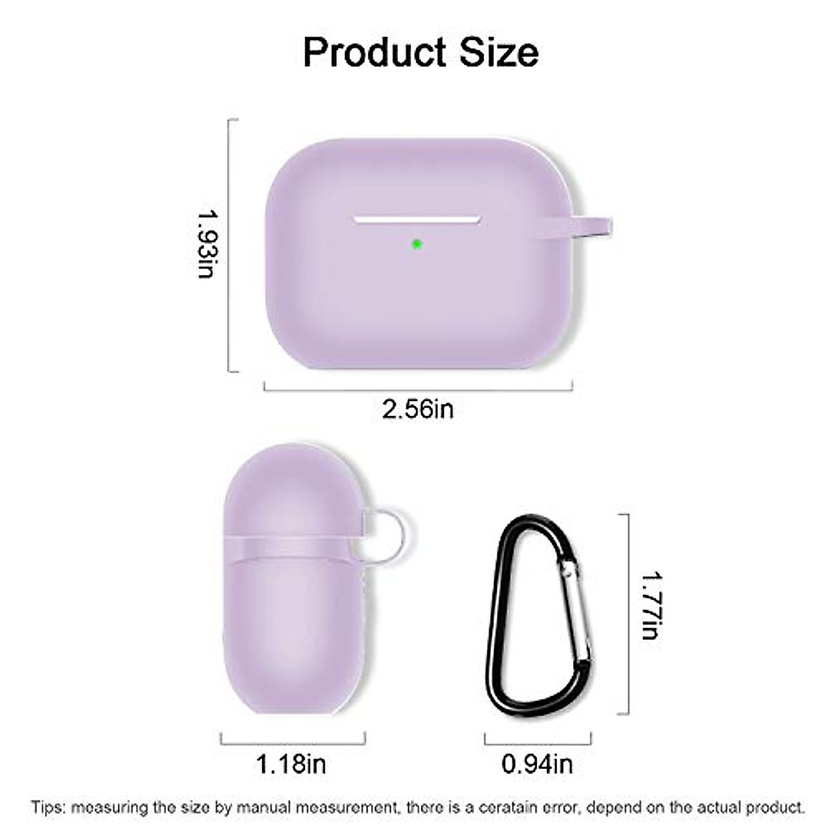 AirPods Pro Silicone Case, JelyTech Protective Shockproof Case Cover with Keychain Set for 2019 AirPods pro Charging Case [LED Visible] (Light Purple)