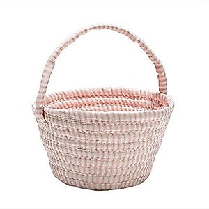 Easter Ticking Basket A008X007 Basket, 8" x 12" x 7", Pink