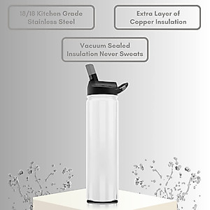 Seriously Ice Cold SIC 27oz Insulated Water Bottle Thermos, Premium Triple Layer Vacuum Stainless Steel, BPA Free Wide Mouth Lid with Carabiner Clip