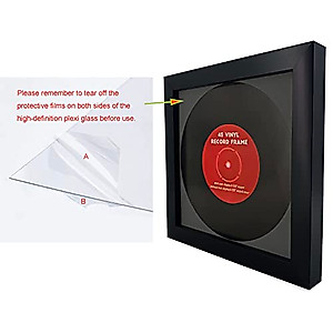 2 Pack, 45 Single 6 7/8" Vinyl Record Frame, Display 45 rpm Vinyl Record with Mat or 7" 45 rpm Vinyl Sleeve Art without mat, Wall & Tabletop Display