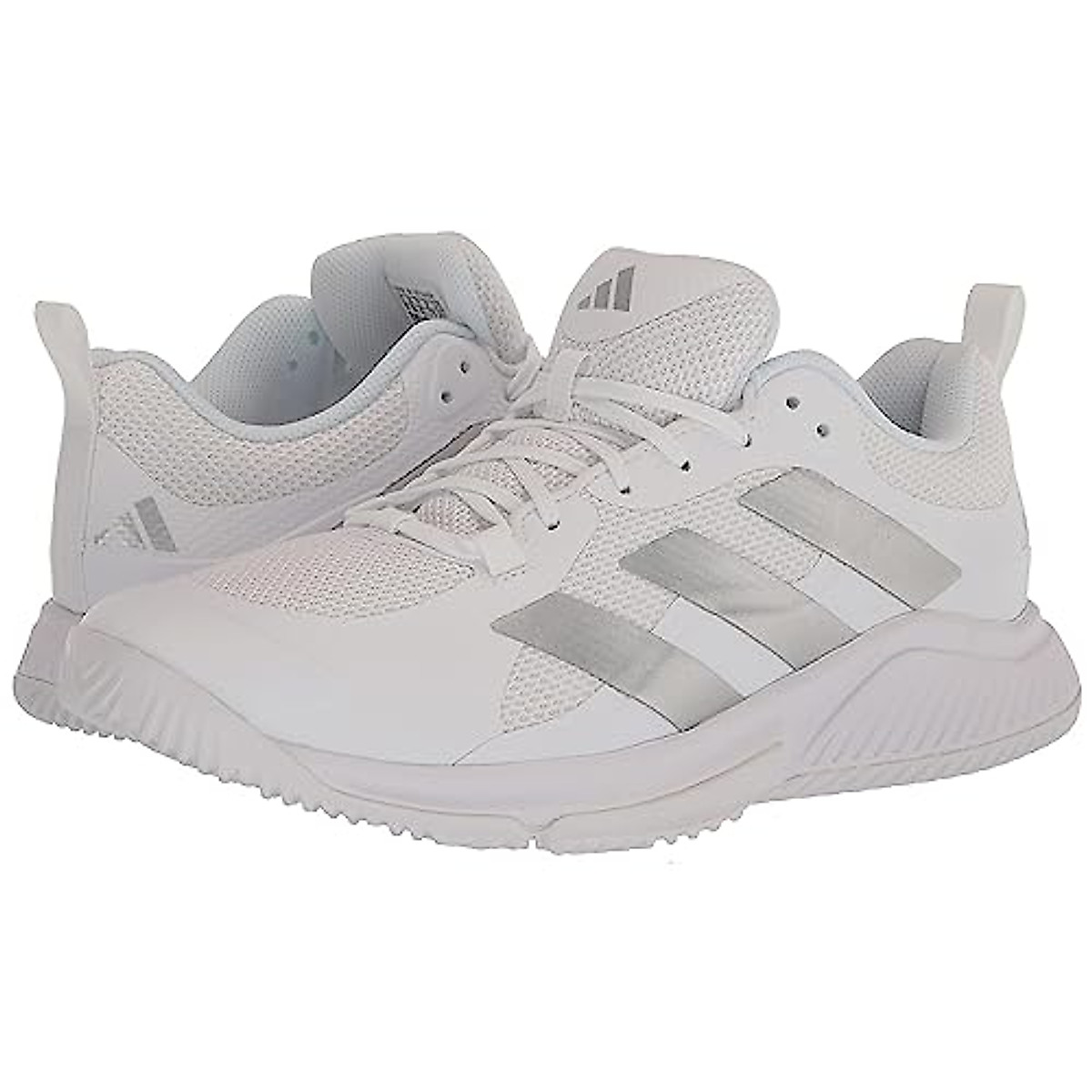 adidas Women's Court Team Bounce 2.0 Sneaker, White/Silver Metallic/Grey One, 9
