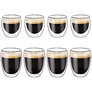 ComSaf Double Wall Glass Coffee Mugs 8.5 OZ 12 OZ, Insulated Thermal Cups for Office Home, Drinking Glasses For Tea/Coffee/Latte/Cappucino/Cafe/Milk, Clear