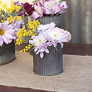 Rustic Tin Vase, Corrugated Sides, 3.25x3.25", Galvanized Metal, 6pk