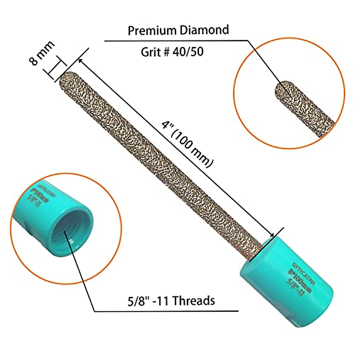 GYTYCATAH Diamond Mortar Raking Bits 5/16" x 4" for Old Mortar Brick Concrete Stone Removal, 5/8"-11 Threads Diamond Mortar Router (Blue)