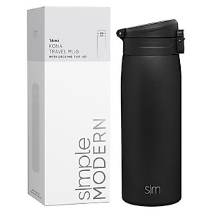 Simple Modern Insulated Thermos Travel Coffee Mug with Snap Flip Lid | Leakproof Reusable Stainless Steel Tumbler Cup | Gifts for Women Men Him Her | Kona Collection | 16oz | Cream Leopard