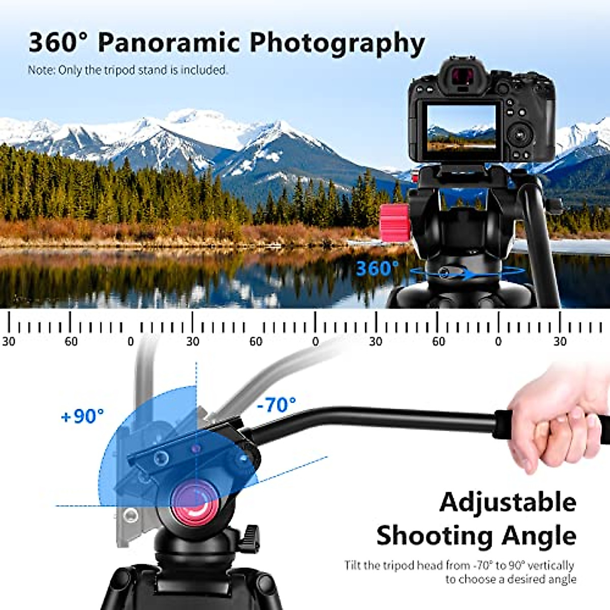 NEEWER 79”/200cm Video Tripod, Heavy Duty Aluminum Alloy Camera Tripod Stand with 360°Fluid Drag Head, QR Plate Compatible with Canon Nikon Sony and Other DSLR Camera Camcorder, Load Up to 17.6lb/8kg