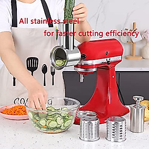 Stainless Steel Slicer Shredder Attachments for KitchenAid Stand Mixers, Dishwasher Safe, Large Vegetable Cheese Grater Slicer Accessories with 3 Blades by Rafbar