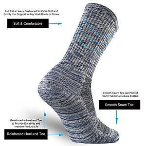 ONKE Merino Wool Cushion Crew Socks for Men Outdoor Hiking Hike Moisture Wicking Control Lightweight Breathable Performance(MultiColor2 XL)