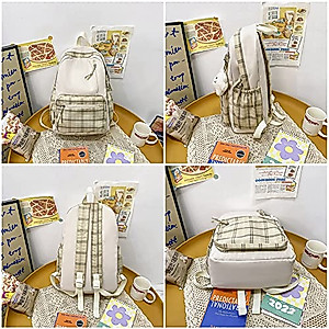 Lovemore Kawaii Backpack Aesthetic Backpacks with Plush Back to School Supplies, College Backpack Travel Daypack Bookbags for Teens (Green)