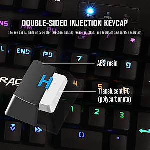 GTRACING Mechanical Keyboard, Wired Gaming Keyboard, Switch 104 Keys Rainbow Backlit Keyboard and 20 LED Lighting Effect for PC Computer Gamers (Silver)