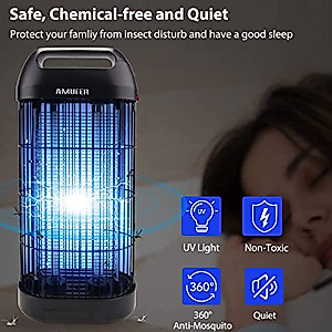 AMUFER Bug Zapper Indoor, Electric Mosquito Zapper Fly Zapper, Bug Mosquito Fly Insect Traps Killer and Repellent for Home, Garden, Patio, 3600V High Voltage 16W Power, 1-Piece Replacement Bulb