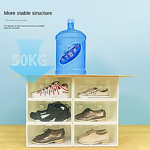 Shoe Storage, 12 Pack Large Shoe Organizer for Closet, Shoe Boxes Clear Plastic Stackable Shoe Storage Boxes for (White)