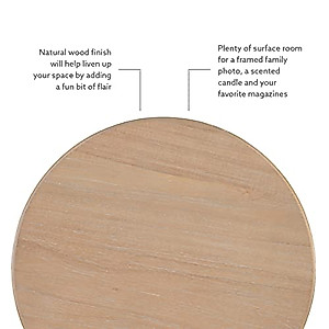 Powell Natural Tarkin Round Wood Turned Spindle Pedestal Side Accent Table