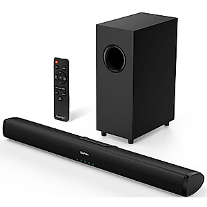 Saiyin Sound bar, Sound Bars for TV with Subwoofer, Soundbar Ultra Slim 17 Inch, 2.1 Channel TV Speakers Surround Sound System Optical//COXIAL/Bluetooth/AUX, Wall Mountable
