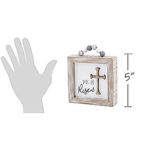 Collins Painting Framed Wooden Box Sign with Beaded Handle - Inspirational Wood Tabletop Decoration for Spring, Easter Home Decor (He is Risen)