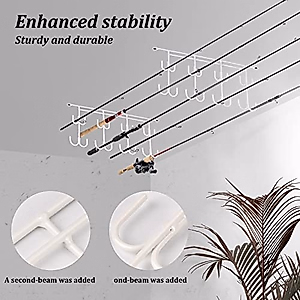 THKFISH Fishing Rod Holders for Garage Ceiling Fishing Rod Rack Store 16 Fishing Rod Combos Fishing Rod Rack for Garage Room Boats,1pair-WHITE