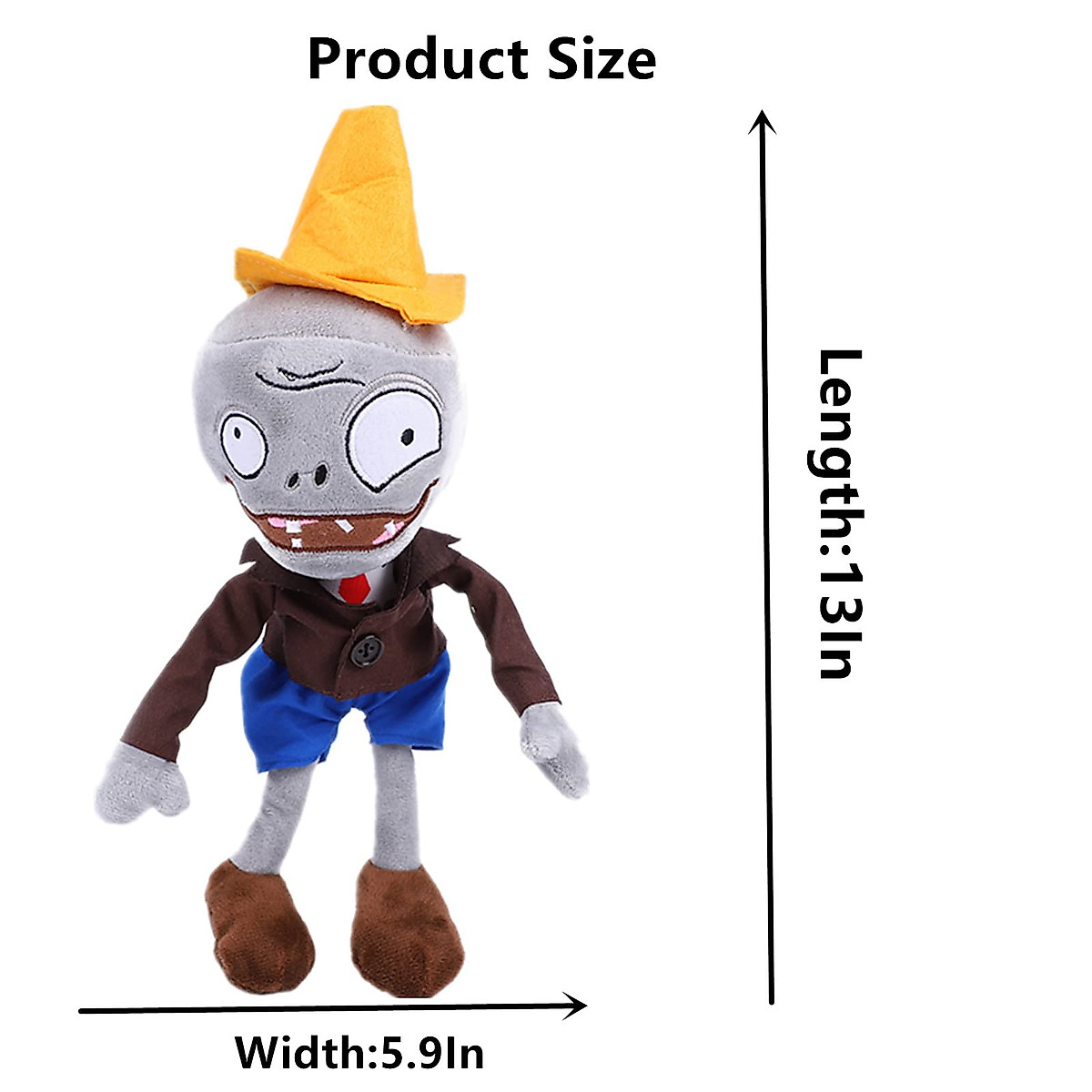 Suyudian 12" 1 PCS PVZ Plant and Zombies Plush Brown Coat Toys Stuffed Soft Doll Roadblock Conehead Zombie New