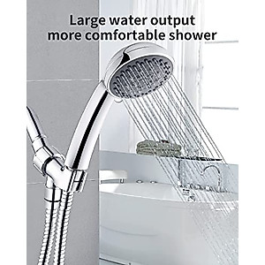 Ezelia High Pressure Shower Head with Pause Mode and Massage Spa, 5 Settings Handheld Showerhead Sprayer with 79" Stainless Steel Hose, Easy to Install, California Compliant 1.8 GPM